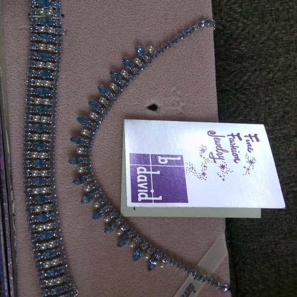 b. david | Jewelry | Vintage B David Blue Stones And Pearl Necklace And ...